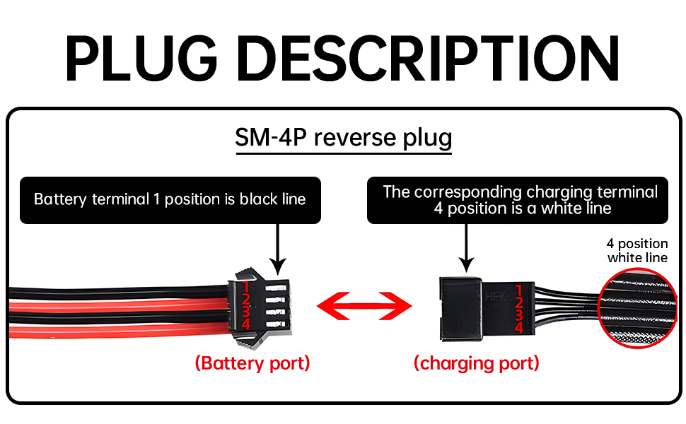 Cable de carga USB de 7.4 V SM-4P para DE36W DE65 HM202 EC08 EC16 RC coche, vehículo todoterreno ...