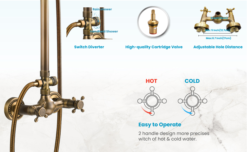 Amazon.com: Antique Brass Bathroom Shower Faucet Set Brushed Gold Shower Fixture 8 Inch Rainfall ...