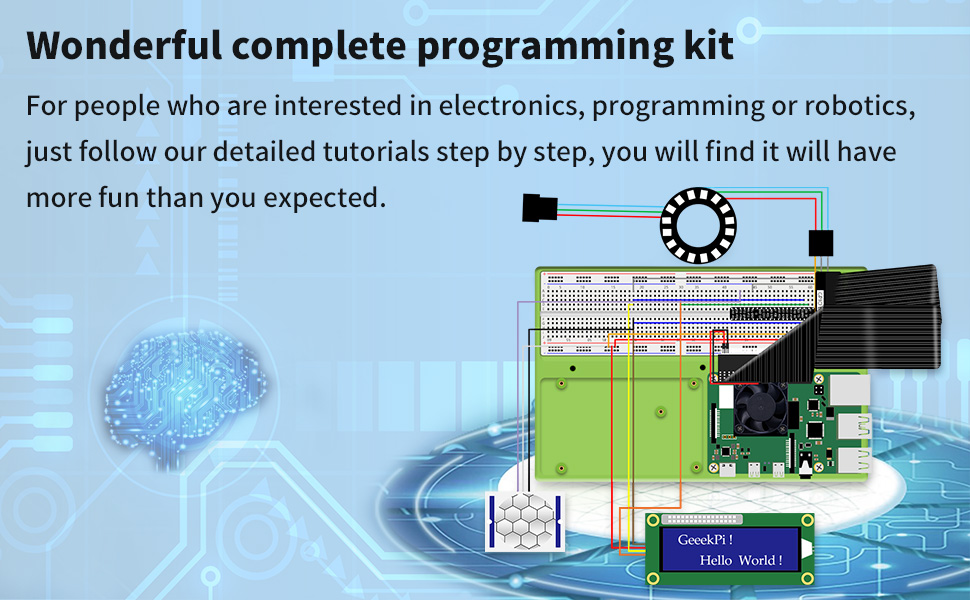 Amazon.com: GeeekPi Complete Starter Kit for Raspberry Pi 4B, Python C Java Scratch Code, with ...