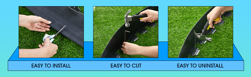 Amazon.com : FoldTier 6 Inch Tall 33 ft Length Landscape Plastic Edging Kit with Hammer Spikes ...