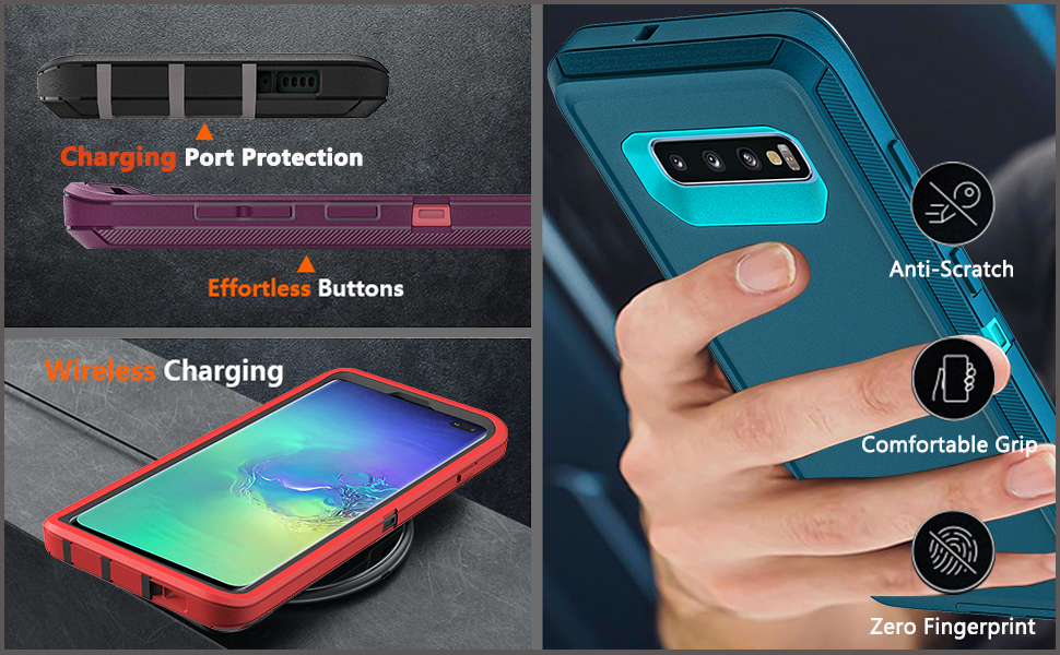 Amazon.com: YKHJKLEC for Samsung Galaxy S10 Plus Case, with 2Pcs [Self Healing Flexible TPU ...