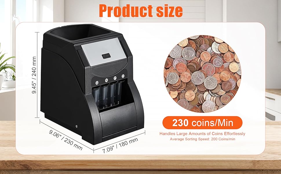 Amazon.com : Coin Sorter, Coin Sorter and Wrapper Machine for USD Coin 1¢ 5¢ 10¢ 25¢, Coin ...