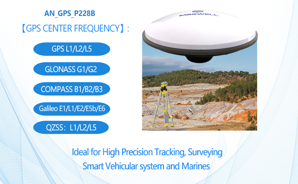 Amazon.com: Antena de topografía GNSS y antena de navegación precisa GPS GLONASS Galileo Brújula ...