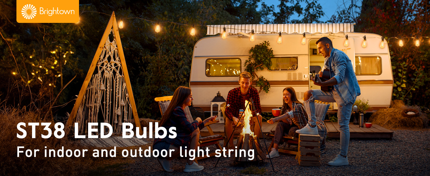 Brightown 15 Pack Edison LED Light Bulbs, ST38 Clear Replacement Bulb 0.6W fits E12 C7 Screw ...