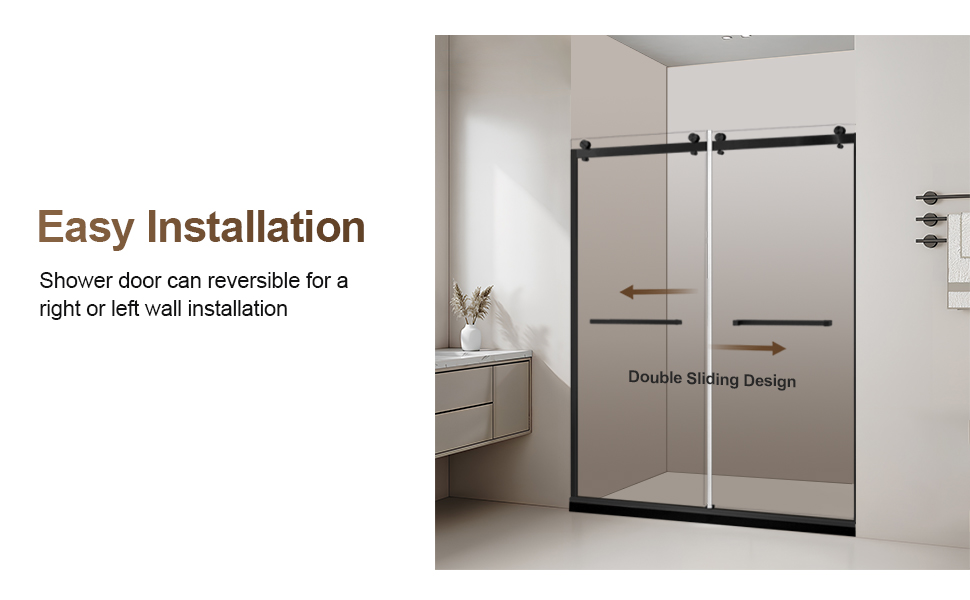 Porfectik Paris Shower Door,60" W x 74" H Double Sliding Shower Door with 5/16"(8mm) Clear SGCC ...