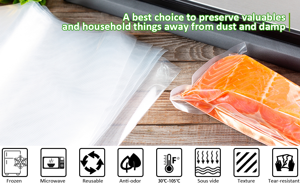 Amazon.com: Vacuum Sealer Bags Roll 4 Pcs 8" x 150' Rolls (Total 600 feet) Vac Seal Bags for ...