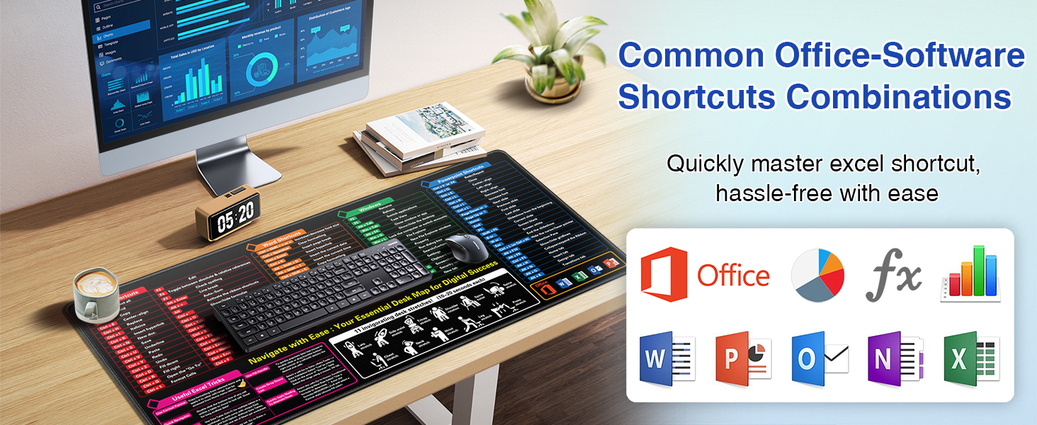 Amazon.com: Canjoy Excel Cheat Sheet Desk Pad, 11.8"x9.8" Small ...