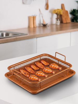 Amazon.com: Jahy2Tech Air Fryer Basket And Tray for Oven Crisper Tray with Elevated Mesh ...