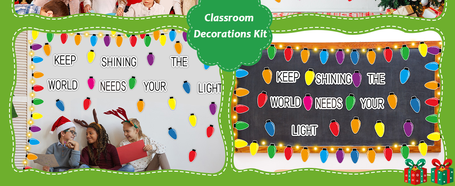 Amazon.com: ZOIIWA 105 Pieces Christmas Light Bulbs Bulletin Board Set ...