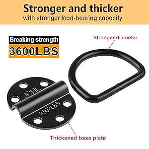 Amazon.com: JCHL D-Rings Tie Downs Anchors Heavy Duty Steel 3600 Pound Capacity Lashing Rings ...