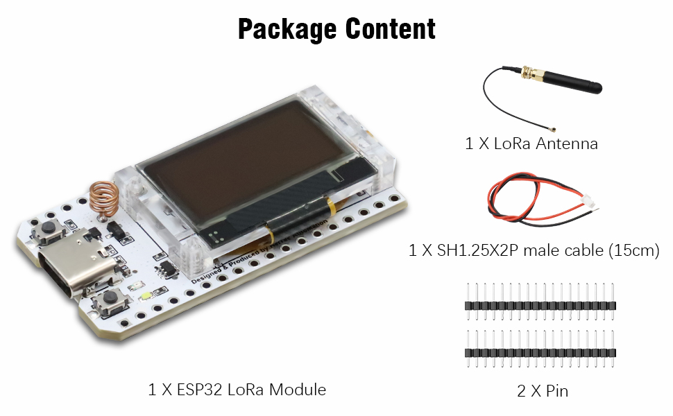 Binghe ESP LoRa V3 Development Board, ESP LoRa V3 Module with ESP OLED Display and USB Antenna ...
