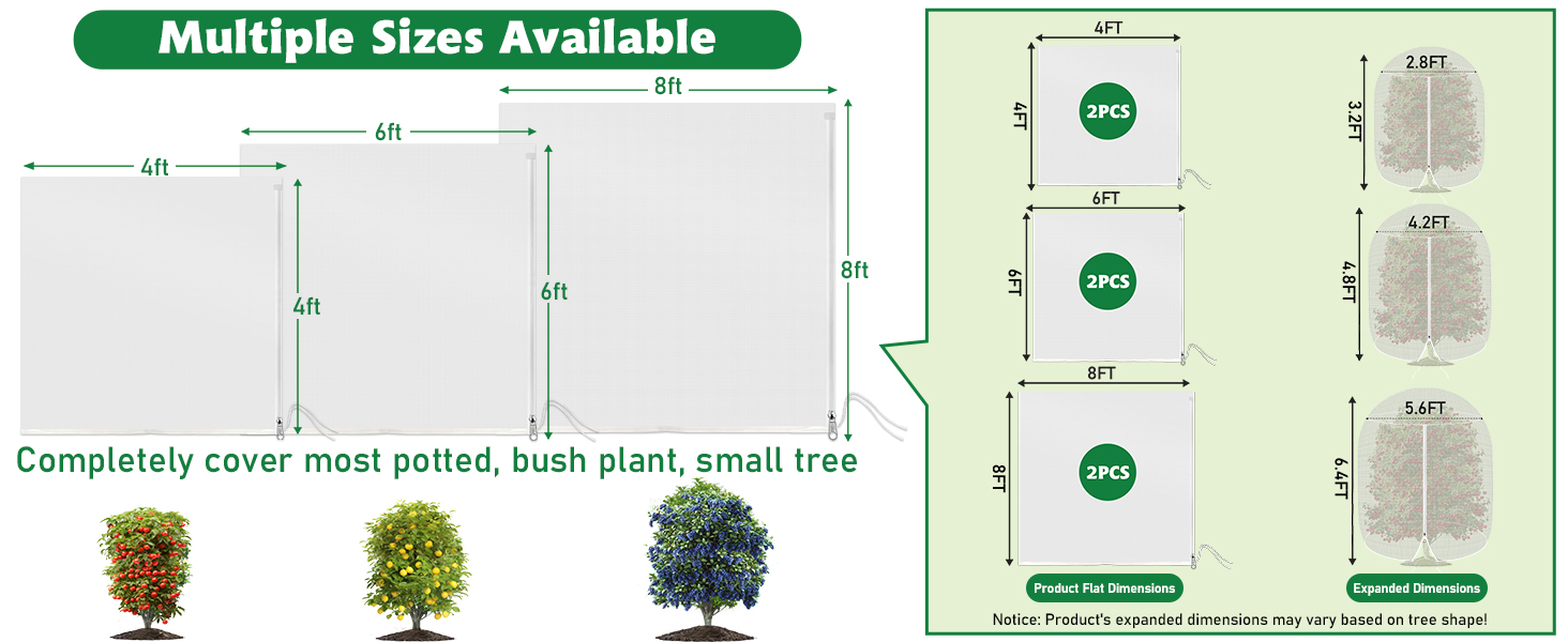 Amazon.com : OZMI Large Bird Netting for Garden Blueberry Bushes Fruit Tree Netting Cover 8 x 8 ...