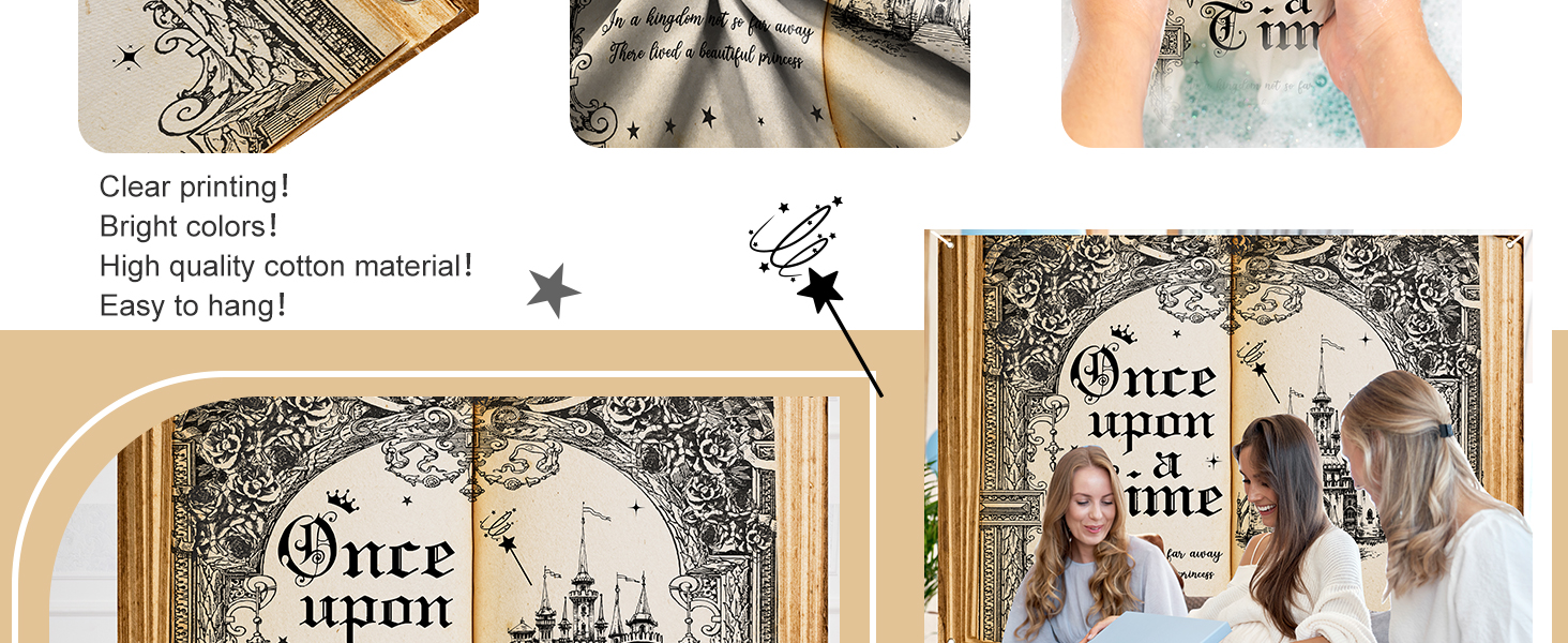 Amazon.com : Avezano Fairy Tale Books Backdrop Vintage Once Upon a Time ...