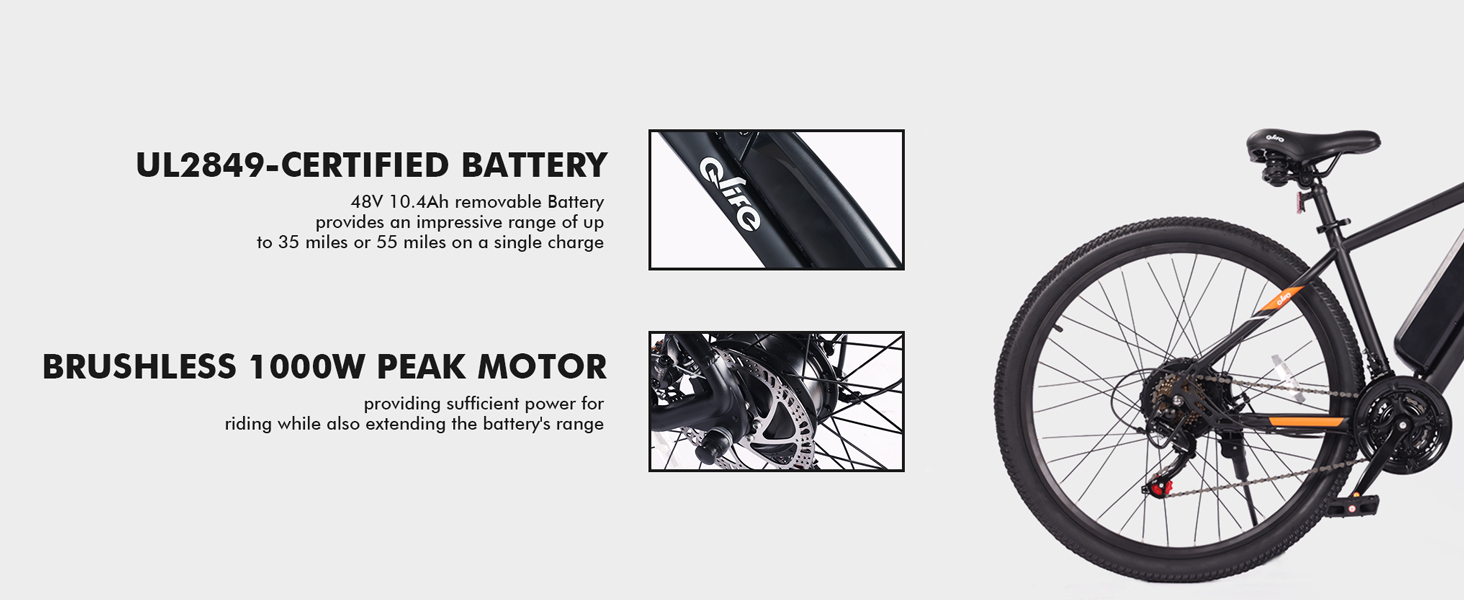 Amazon.com : Qlife Racer Electric Bike for Adults - 21-Speed Mountain Ebike with Peak 1000W ...