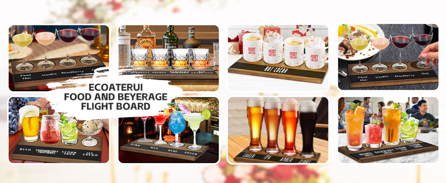 Amazon.com: Amcortn Flight Board Wine Flight Tasting Set of 4, Whiskey ...