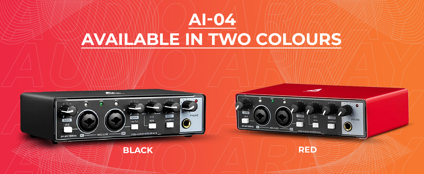 Audio Array AI-04 2x2 Audio Interface | Premium Mic Pre-Amps | 48V Phantom Power Support | 24 ...