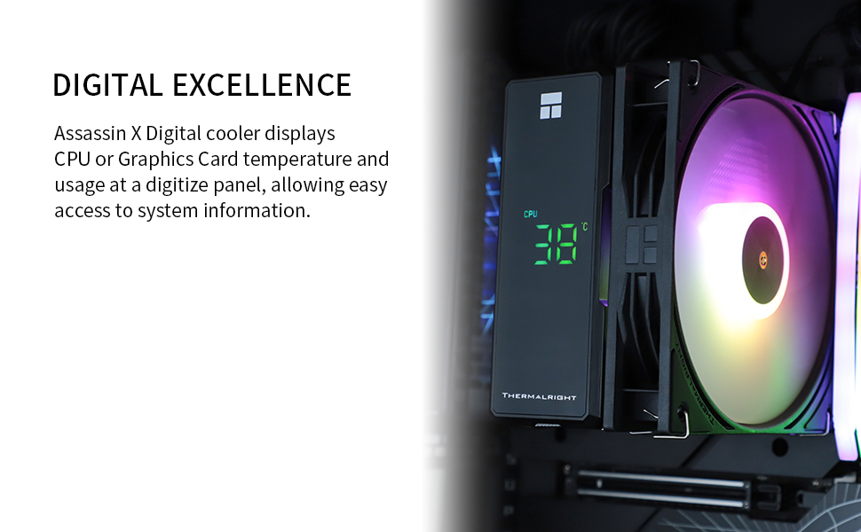 Amazon.com: Thermalright Assassin X 120R Digital ARGB Black CPU Air Cooler, 2000RPM Speed,4 ...