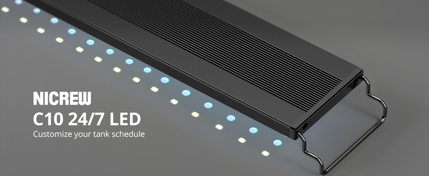 NICREW C10 24/7 Aquarium Light with Remote, Full Spectrum Fish Tank LED Light for Planted ...