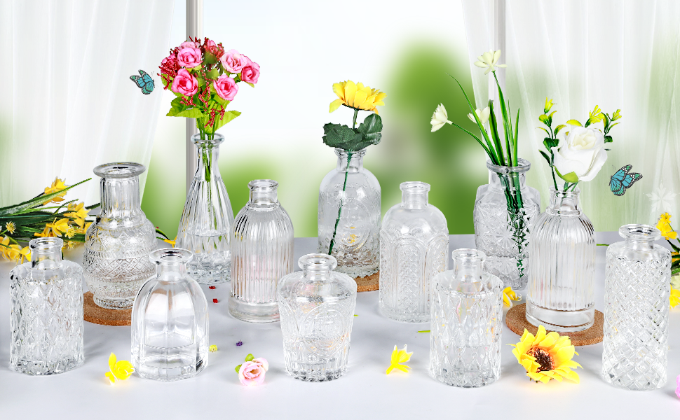 Amazon.de: Glasvase, Knospenvase, kleine Vintage-Blumenvase, kleine Vintage-Blumenvase für ...