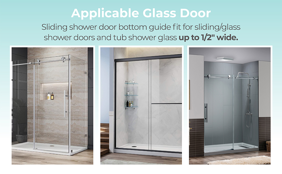 Amazon.com: Shuisen Sliding Shower Door Bottom Guide 1/2" x 3" Fit for Glass Sliding Shower ...