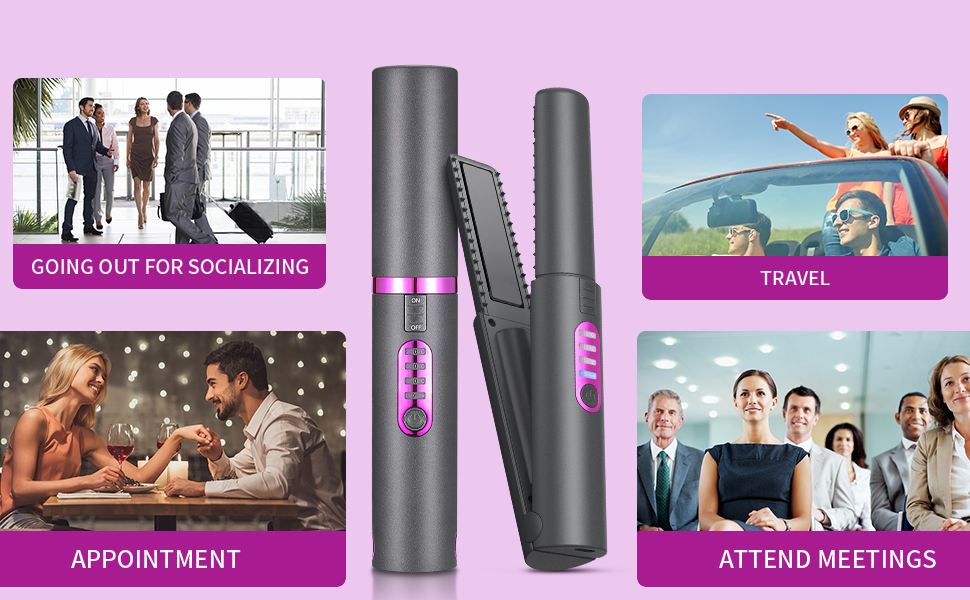 B-Qtech Cordless Hair Straighteners Curler 2 in 1, Mini Portable Travel Wireless Flat Iron, Fast ...