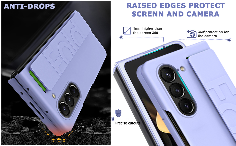 Amazon.com: Ninki Compatible Samsung Galaxy Z Fold 5 Case with Strap, Black, Hard Shockproof PC ...