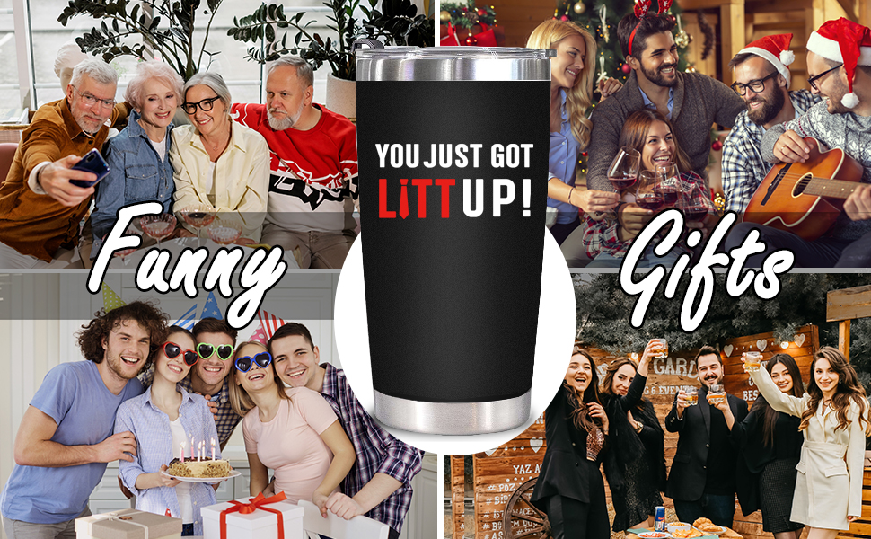 Amazon.com: WECACYD You Just Got Litt Up Tumbler - Litt Up 20oz Tumbler Coffee Mug Black ...