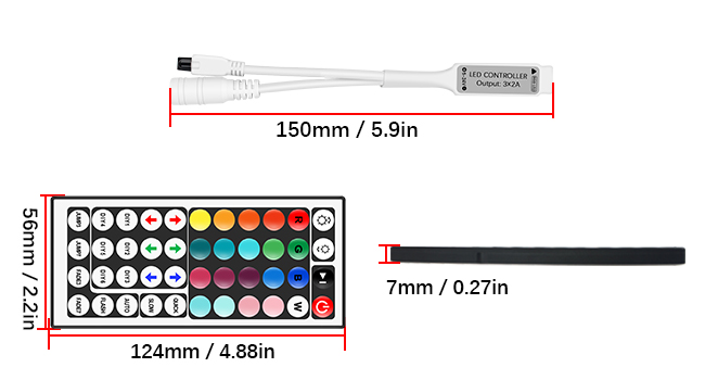 Amazon.com: VIPMOON 44 Key IR RGB LED Strip Light Remote Controller, DC ...