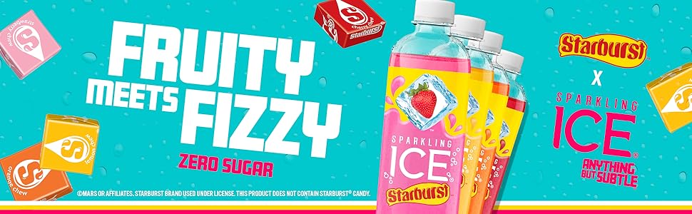Amazon.com: Sparkling Ice STARBURST Lemon, Zero Sugar Flavored Sparkling Water, with Vitamins ...