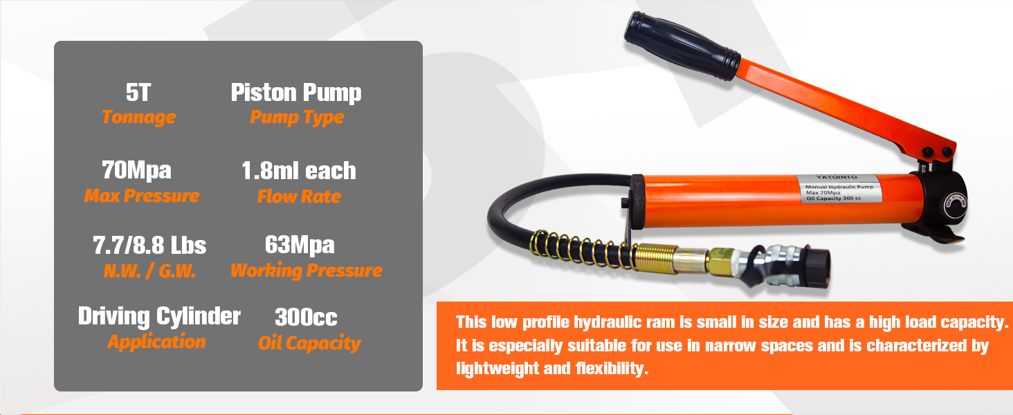 Amazon.com: YATOINTO 5 Ton Low Profile Hydraulic Cylinder Jack : Industrial & Scientific