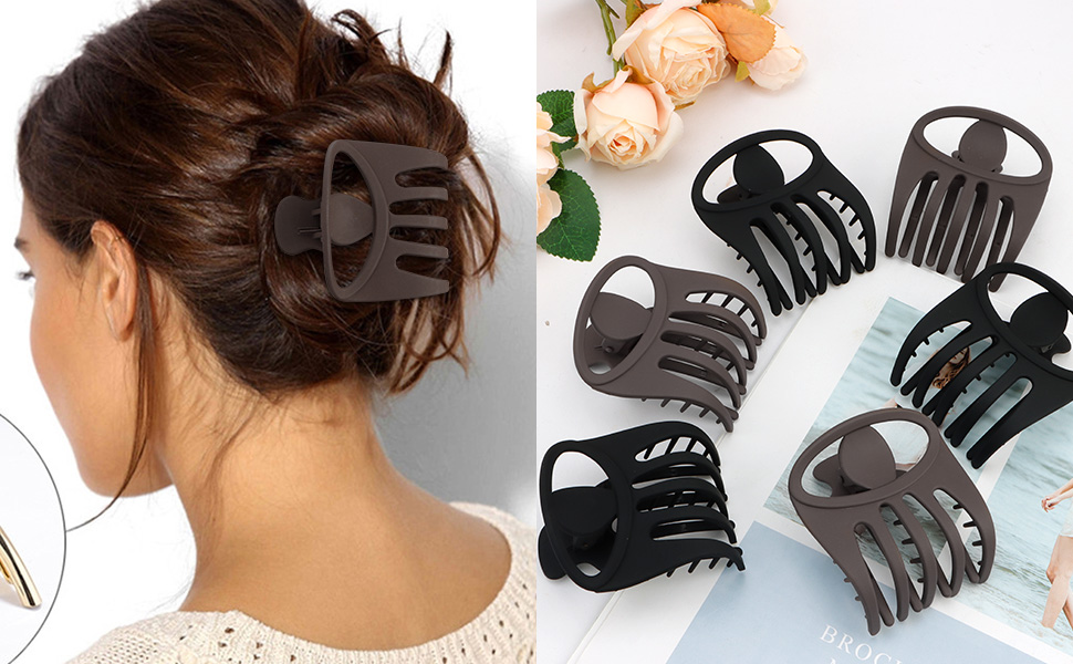 Amazon.com : AHONEY Flat Claw Clips, 6 Pack Alligator Hair Clips for Women Thick Hair, Matte ...