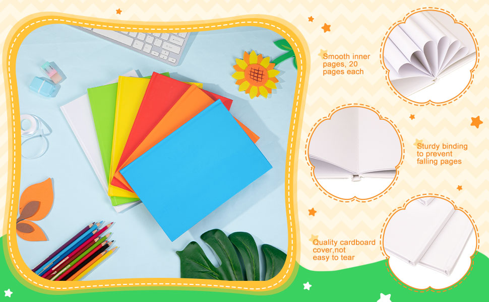 Amazon.com: Henoyso 50 Pcs White Hardcover Blank Books for Kids to Write Stories 40 Pages 6 x 8 ...