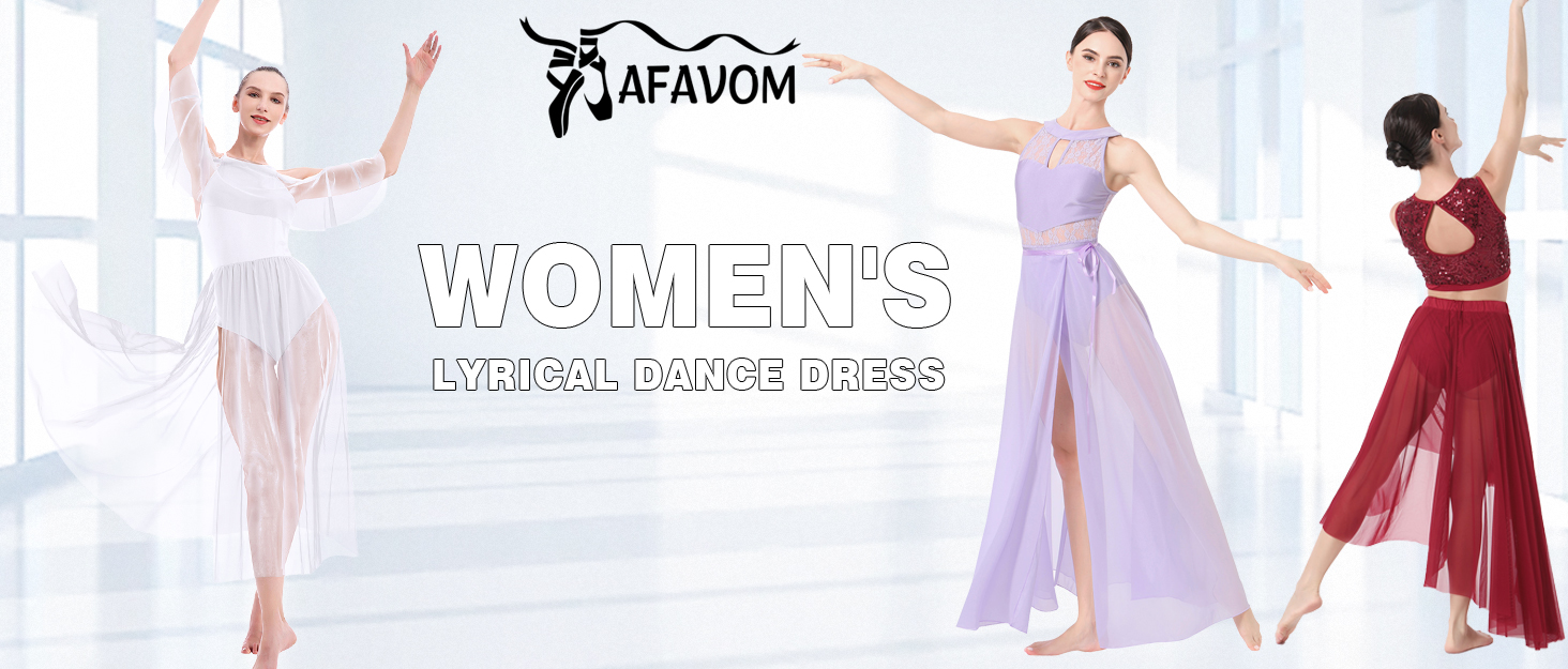 Amazon.com: AFAVOM Women Lyrical Dance Costume Adult Elegant Modern Contemporary Dress Halter ...
