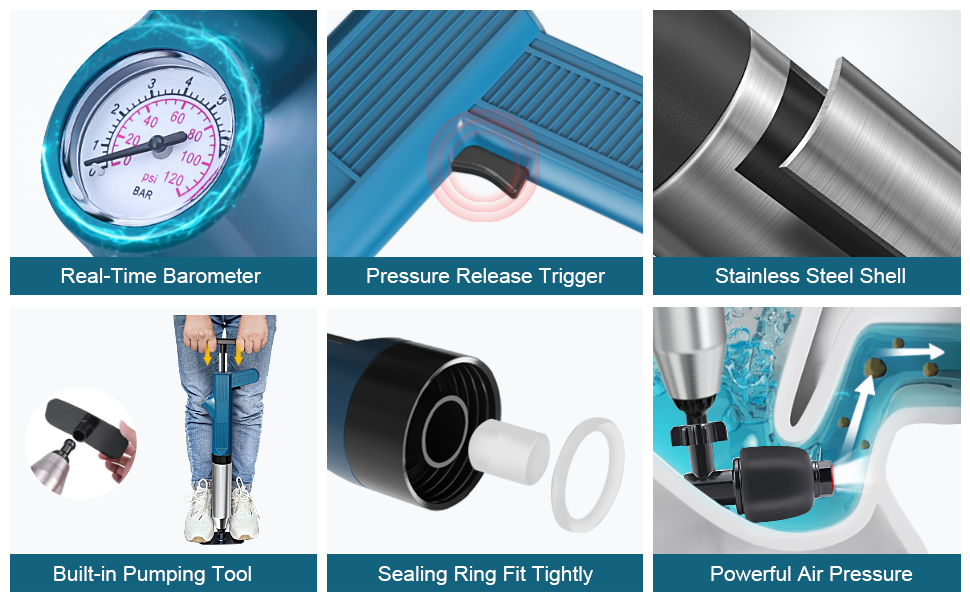 Amazon.com: Toilet Plunger, Drain Clog Remover Tools, High Pressure Air Drain Blaster Gun with ...