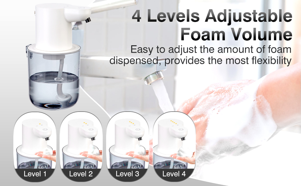 Amazon.com: XINKORA Automatic Soap Dispenser Touchless, 4-Level Adjustable Foaming Electric Foam ...