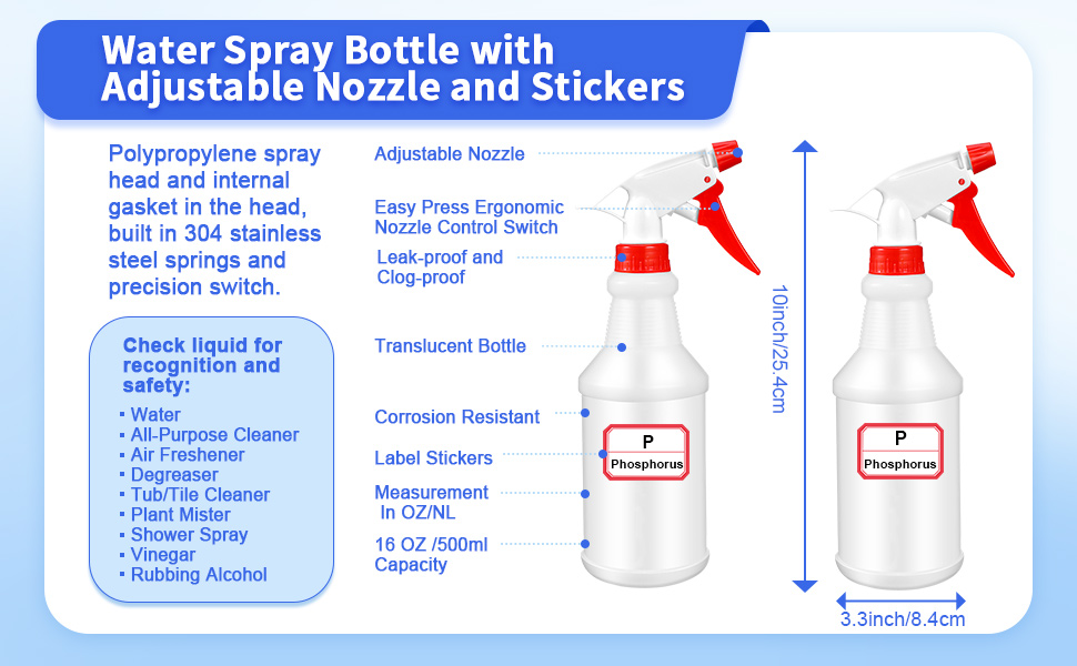 Amazon.com: Gerrii 24 Pcs 24oz Plastic Spray Bottle Bulk, Empty Refillable Squirt Bottles for ...