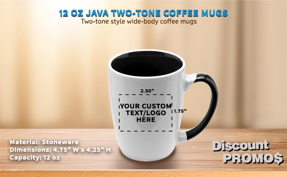 Custom Java Two-Tone Coffee Mugs 12 oz. Set of 10, Personalized Bulk ...