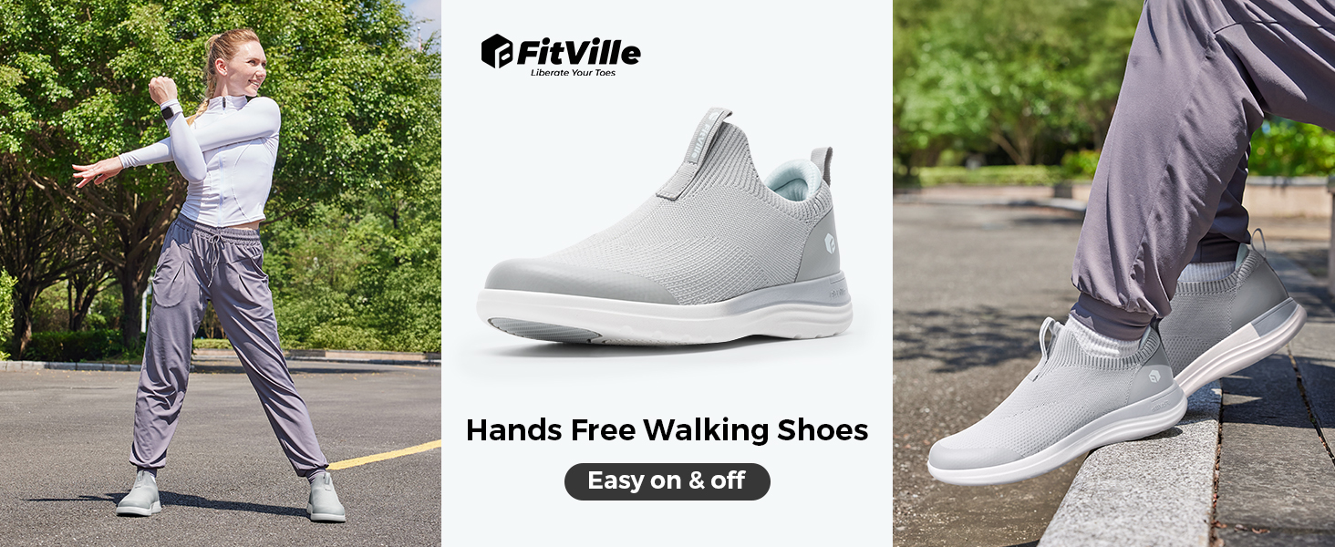 FitVille Womens Slip on Walking Shoes Extra Wide Orthopedic Shoes for Women Hands Free Nurse ...