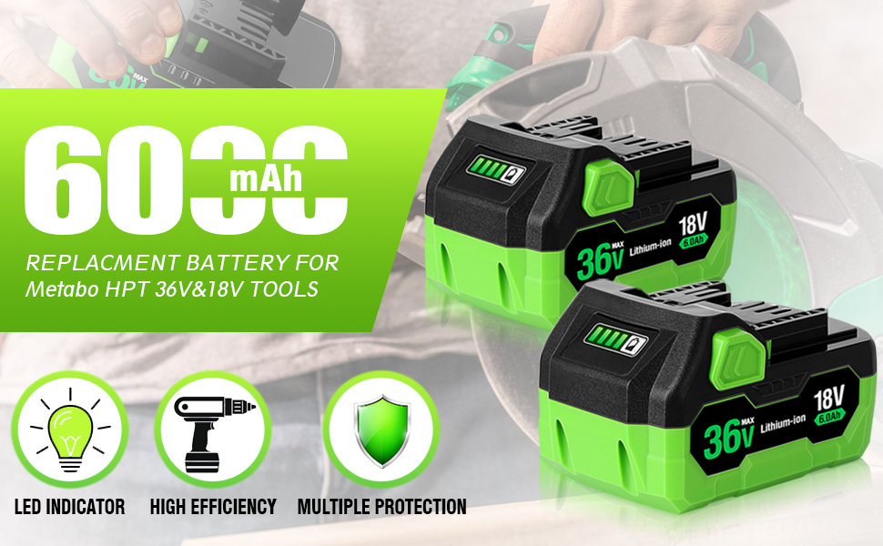 Amazon.com: POWITEC 2PACK 6.0Ah Replacement Battery 36V/18V for Metabo HPT MultiVolt Battery ...