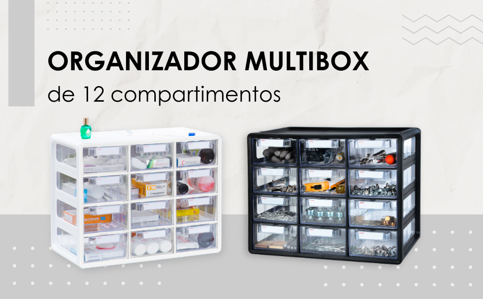 AG BOX Organizador con 12 cajones, Cajonera Multiusos Con 12 Gavetas. organizador de escritorio ...