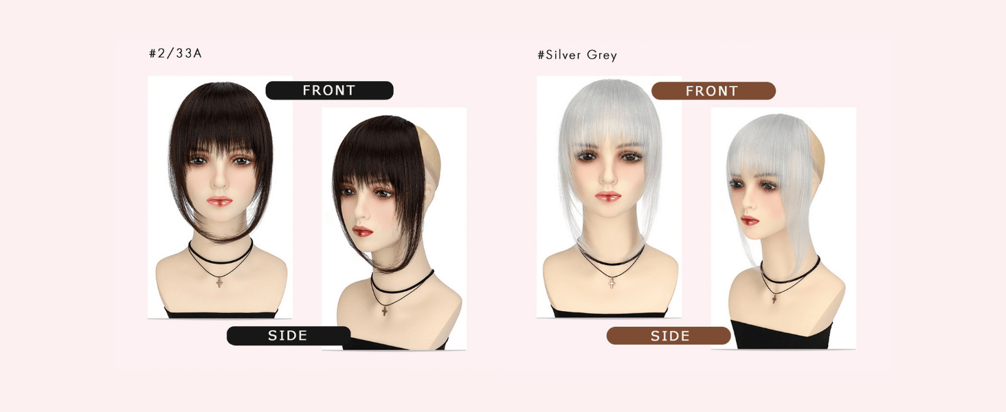 Amazon.com : VAVANGA French Hair Bangs Clip on - Silver Grey Long Wispy Natural Fringe with ...