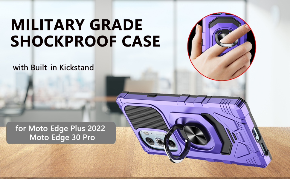 Amazon.com: for Motorola Moto Edge Plus 2022 Case with Kickstand Ring Magnetic Holder Military ...