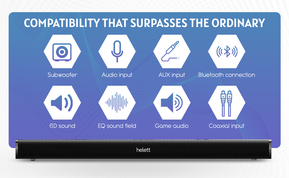 Helett-Eco D3 Bluetooth Soundbar|10 Watt Power |50 meter Transmission | 782*63*63 mm Size | 10W ...
