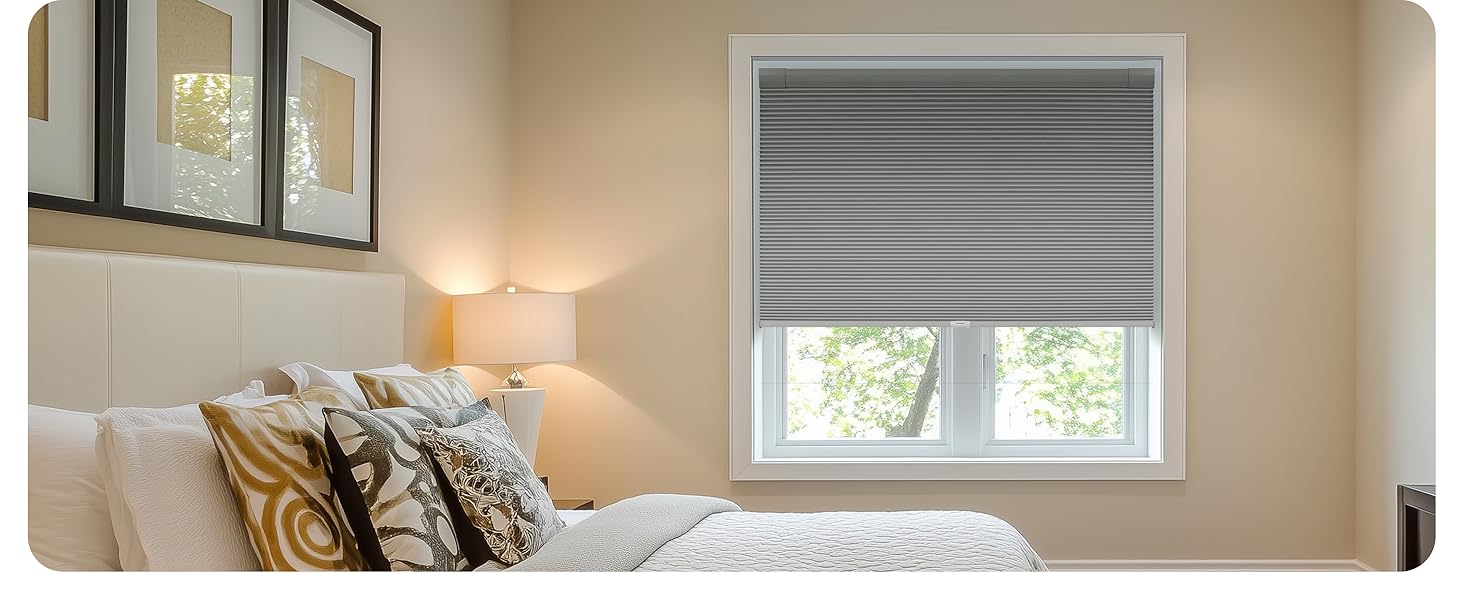 Amazon.com: BERISSA No Drill Blinds for Windows Blackout Cellular Shades Cordless,Easy to ...