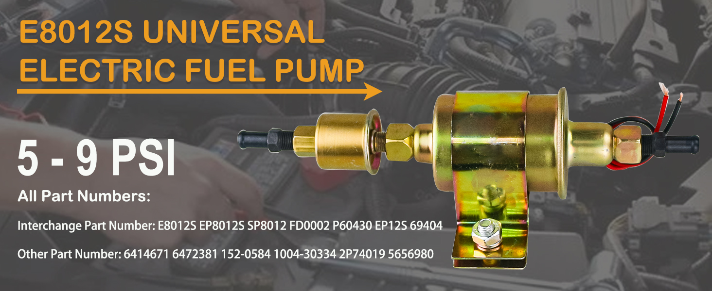 Amazon.com: Universal Electric Fuel Pump 5-9 PSI 30GPH 12V DC E8012S Gasoline and Diesel Fuel ...