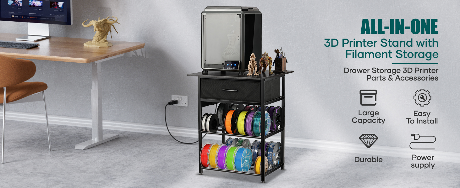 AHOWPD 3D Printer Table with Filament Storage - 3D Printer Stand Shelf ...