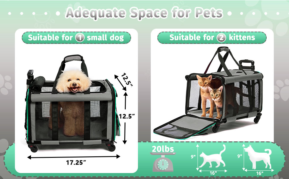 Amazon.com : Rolling Pet Carrier with Wheels, Foldable Airline Approved Dog Carriers for Small ...