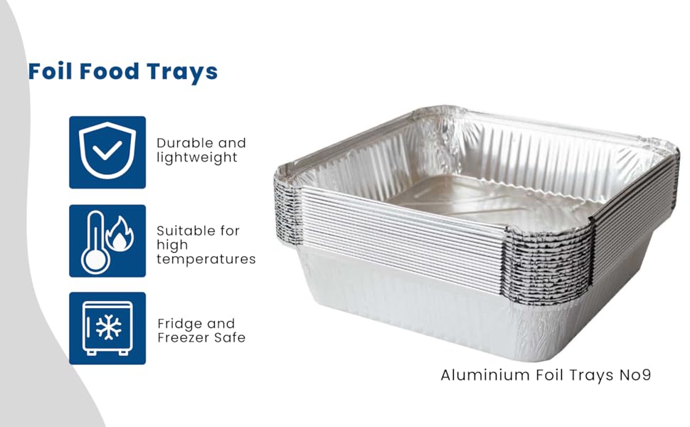 CafeTEq 50 Large Aluminium Foil Trays Food Large Container with lids ...