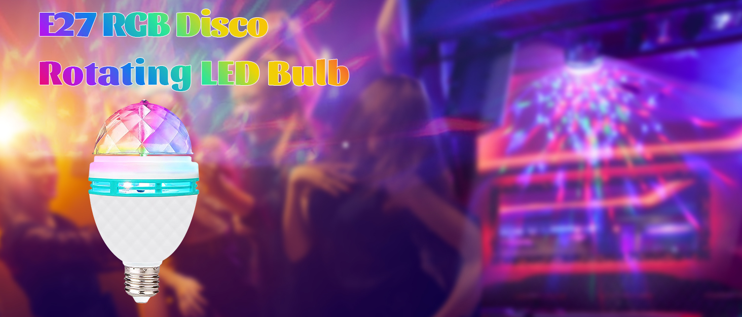IAGBIBUI Disco Ball Light Bulb, 3w E27 RGB Color Rotating Bulb Led Party Bulbs, Magic Ball Light ...