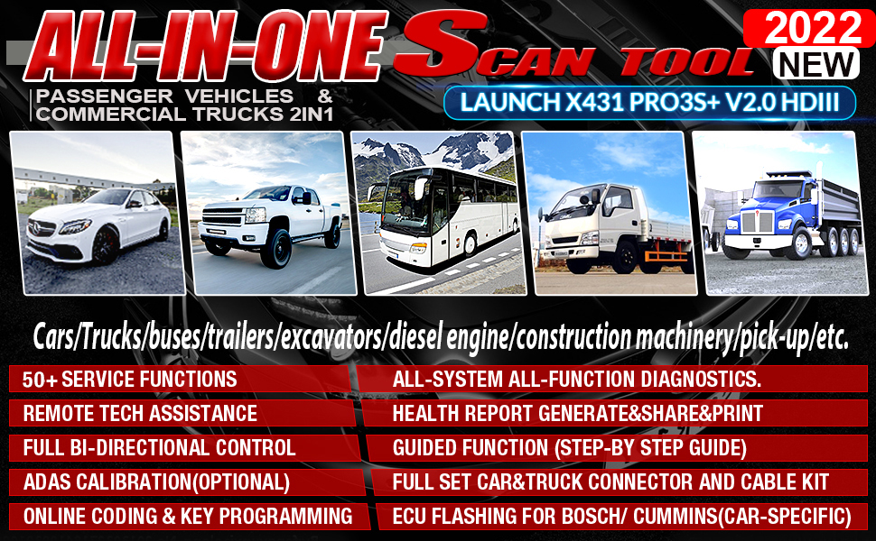 Amazon.com: [2022 New] Launch X431 PRO3S+HDIII,Diesel&Gasoline ...